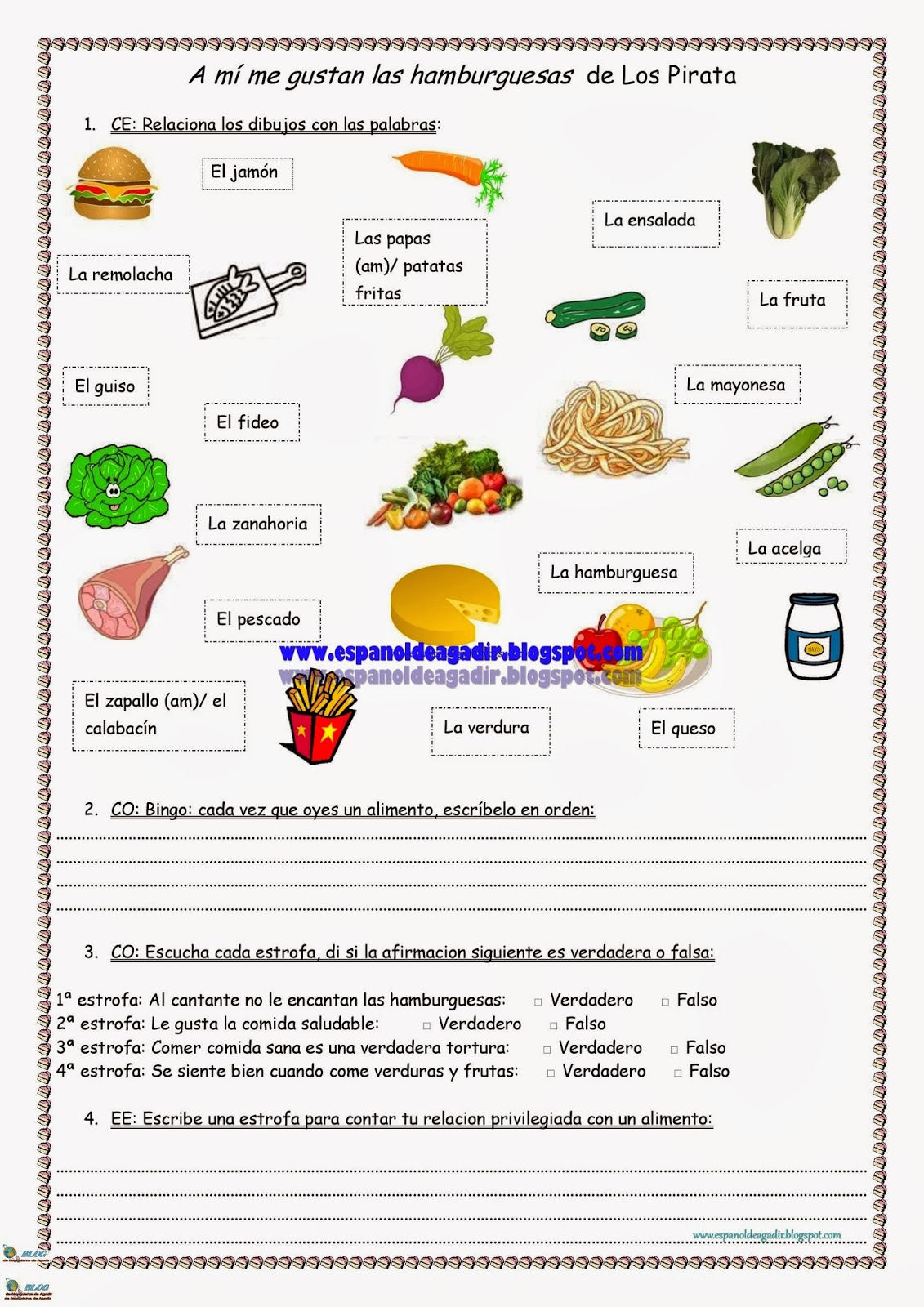 CanciÓn "a Mí Me Gustan Las Hamburguesas" + Vocabulario De La Comida F6C